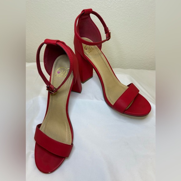 Shoes | Red Heart In D Ankle Strap Heel Size 75 | Poshmark